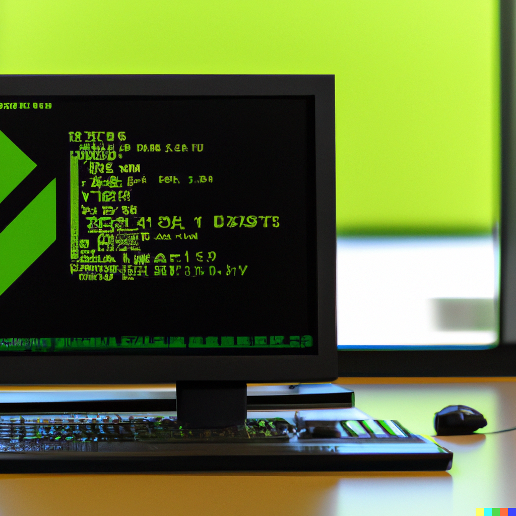 DALL·E 2022-11-12 19.25.05 – Desktop with a Linux terminal, in the ...